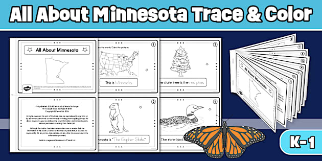 All About Minnesota Trace & Color Printable Book
