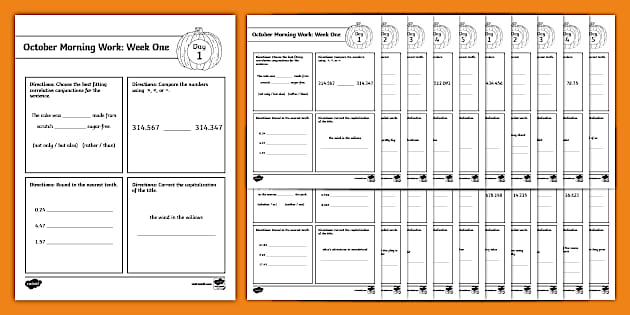 Fifth Grade October Morning Work Bundle (Teacher-Made)