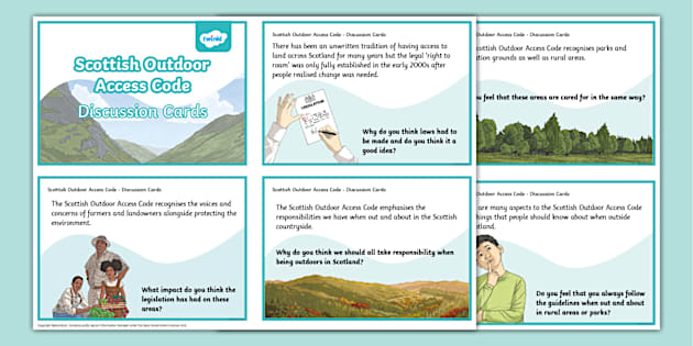 Scottish Outdoor Access Code Discussion Cards (teacher made)