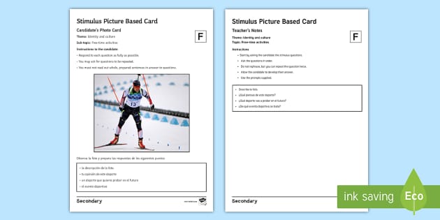 Winter Olympics Foundation Tier Photo Card Activity Spanish