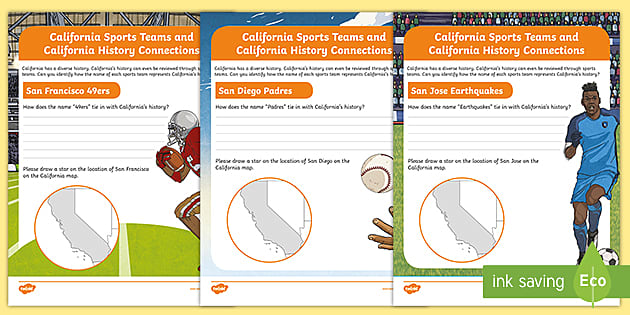 California Sports Teams History Connections Activity Worksheet
