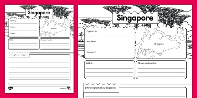 All About Singapore Research Worksheet for K-2nd Grade