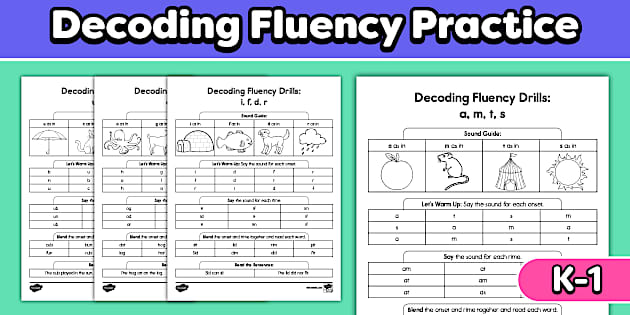 Phonics Decoding Fluency Drills Practice Worksheets