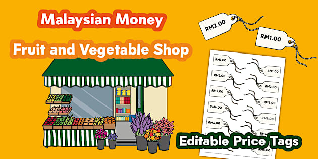 Malaysian Money - Fruit and Vegetable Shop - Editable Price Tags