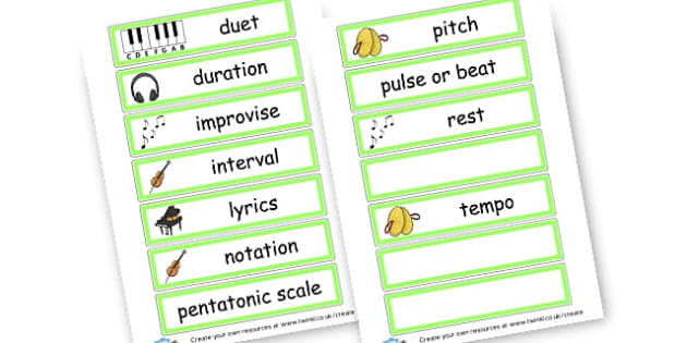 Music Word Cards