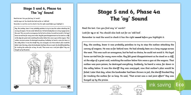 Northern Ireland Linguistic Phonics Stage 5 and 6 Phase 4a 'oy' Sound
