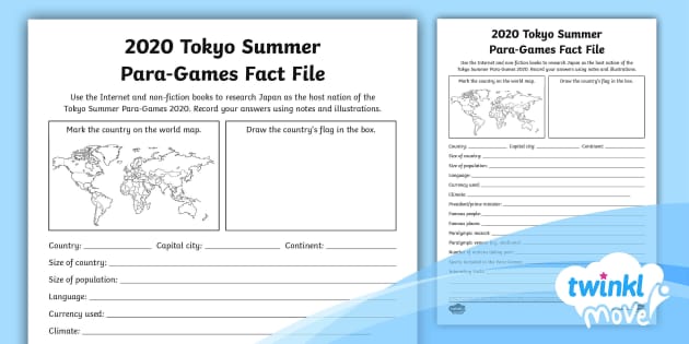 Paralympics Fact File - Tokyo 2020 - 2021 - Twinkl Move