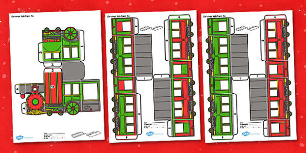 3D Christmas Train Paper Model Display