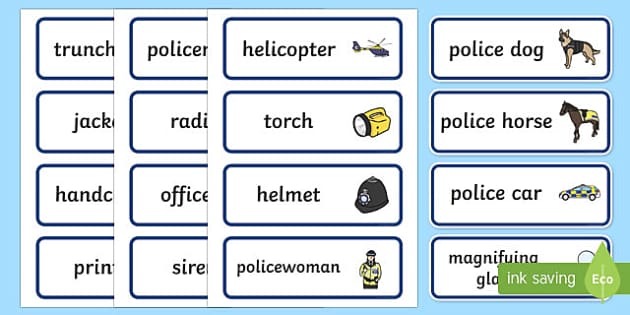Police Role Play Word Cards (teacher made) - Twinkl