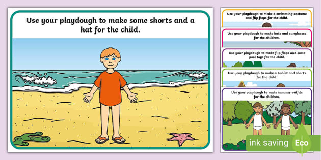 Getting Dressed for Summer Modelling Dough Mats - Twinkl