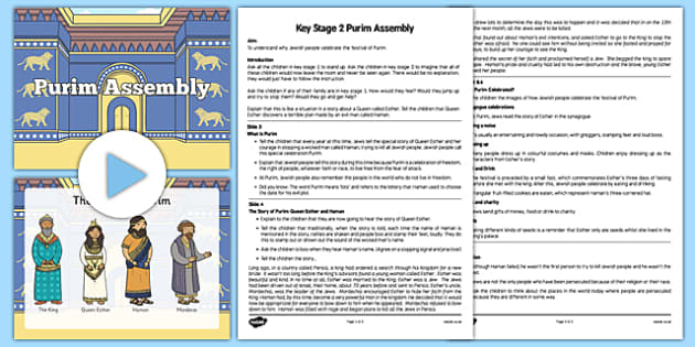 Purim Assembly PowerPoint and Script Pack (teacher made)