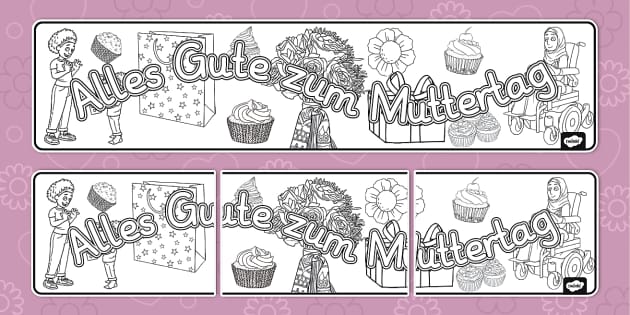 Frohe Muttertag - Banner zum Ausmalen (Teacher-Made)