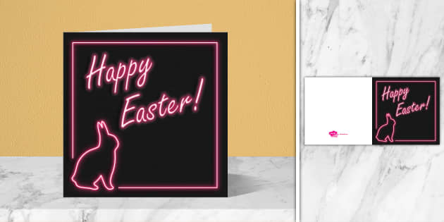 Happy Easter Neon Card | Twinkl Party (teacher made)