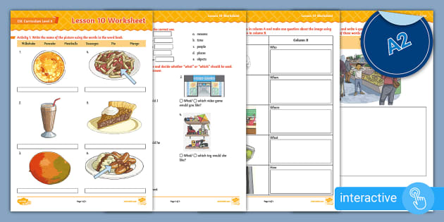 ESL Curriculum Level 6, Lesson 10 Interactive Worksheet
