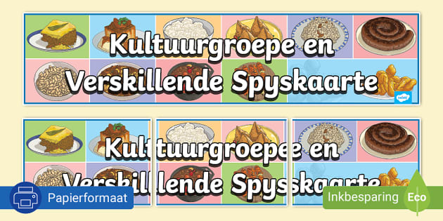 Kultuurgroepe en Verskillende Spyskaarte - Banier - Twinkl