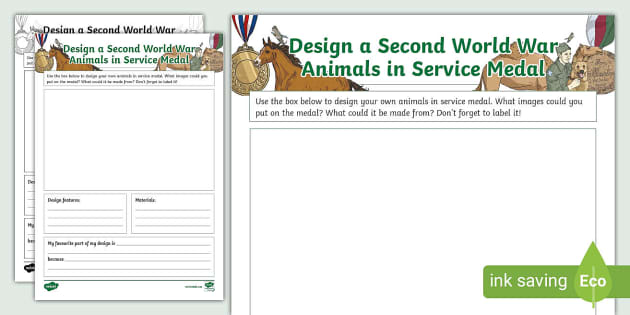 * NEW * Design a Second World War Animals in Service Medal Worksheet