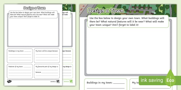 Design a Town Worksheet (teacher made) - Twinkl