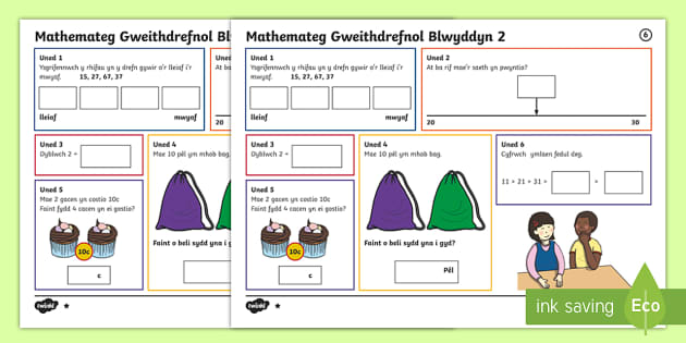 Blwyddyn 2 Mat 6 Matiau Gweithgaredd Mathemateg