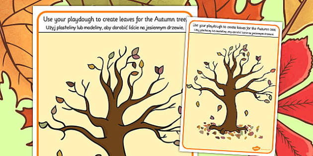 Autumn Tree Modelling Dough Mat Polish Translation Twinkl