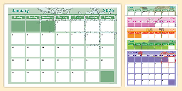 Blank Planning Template 2026 Calendar (teacher made)