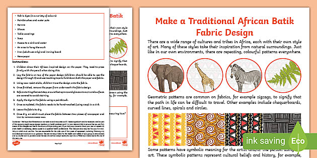 Make a Traditional African Batik Fabric Design - Twinkl