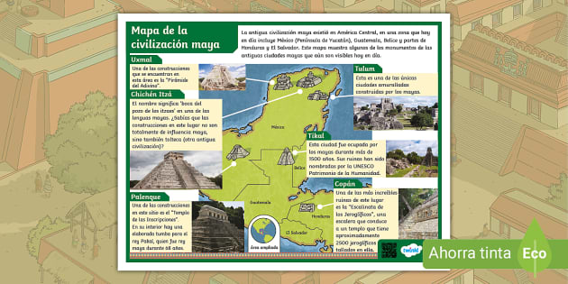 Civilización maya - mapa de construcciones - Twinkl