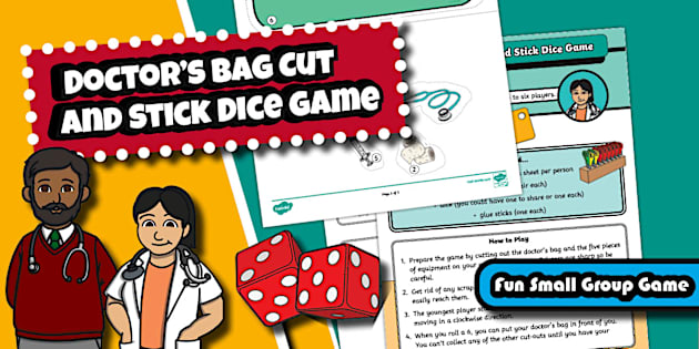 Doctor's Bag Cut and Stick Dice Game - KS1 - Twinkl