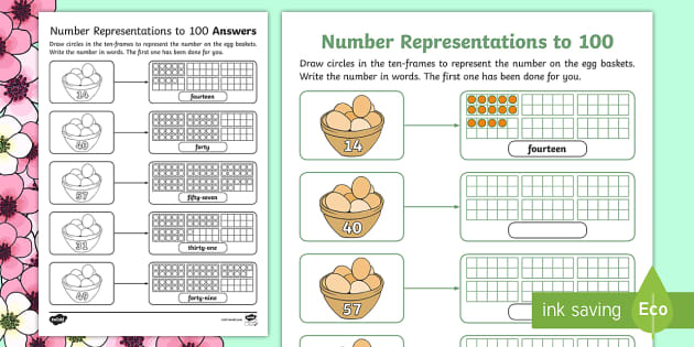 Representing Numbers within 100 Worksheet - Twinkl Representing Numbers within 100 Worksheet - Twinkl