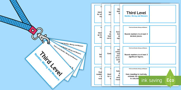 CfE Third Level Number, Money and Measure Lanyard-Sized Benchmarks