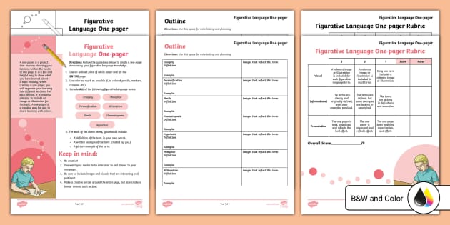 Figurative Language One-pager Project (teacher made)