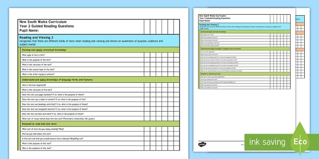 NSW Reading Checklist Year 2 | New South Wales Resources NSW Reading Checklist Year 2 | New South Wales Resources