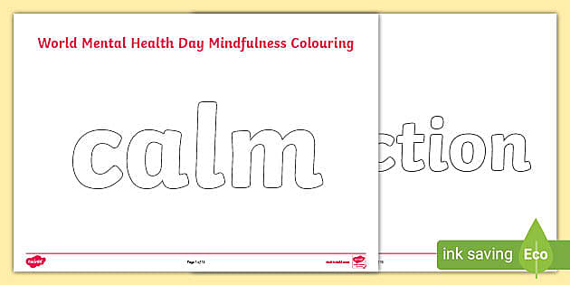 World Mental Health Day Mindfulness Colouring - Twinkl