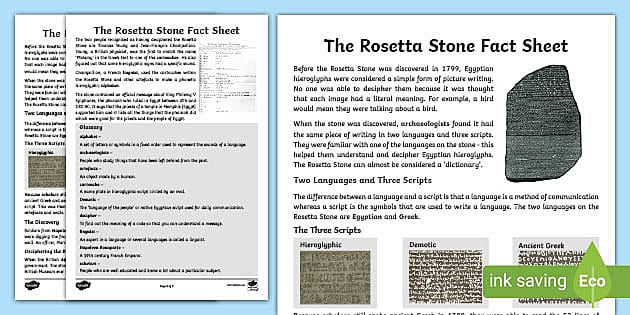 KS2 The Rosetta Stone Fact Sheet (teacher made)