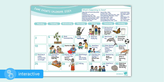 June Events Calendar (2024) (teacher made) - Twinkl