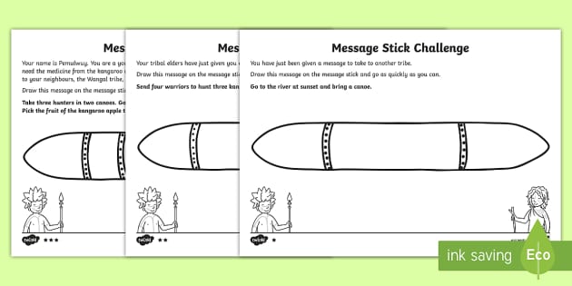 Indigenous Australian Message Stick Differentiated Worksheet / Worksheets