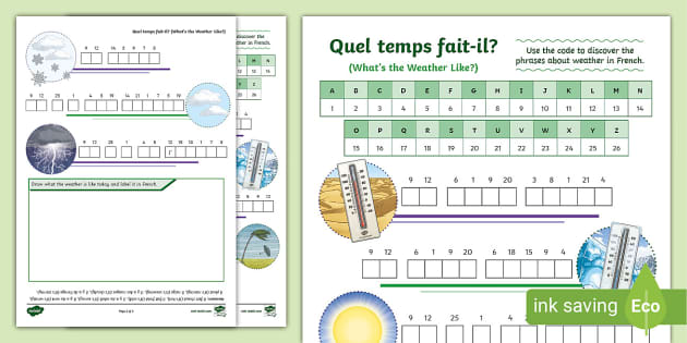 👉 French KS2 Code Breaker Activity Sheet: Weather
