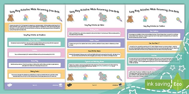Easy Play Activities While Recovering from Birth - Twinkl