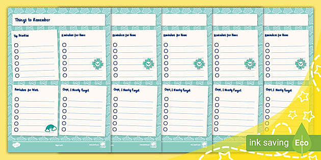Things to Remember - Brain Dump Templates (Teacher-Made)
