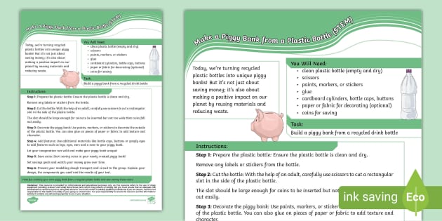 Earth Day - Make a Piggy Bank from a Plastic Bottle (STEM)