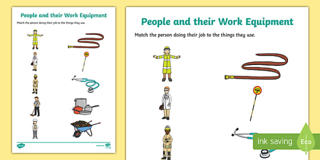 People and their Work Equipment Matching Worksheet / Worksheet-Irish,