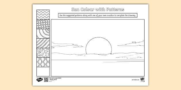 Sun Colour with Patterns Activity (teacher made) - Twinkl