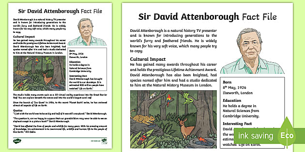 COP26 David Attenborough David Attenborough Fact Sheet