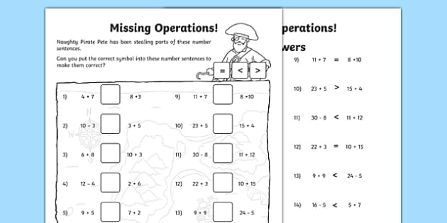 Missing Operations Worksheet Worksheet Worksheet Twinkl