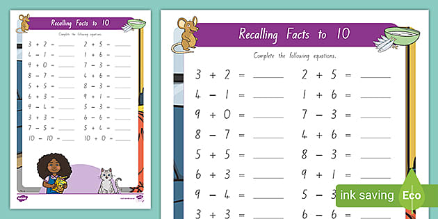 Stage 4 Recalling Facts to 10 (teacher made)