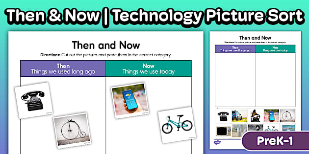 Then and Now: Technology Picture Sort for PreK-1st Grade