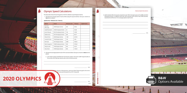 Summer Games Speed Calculations (professor feito) - Twinkl