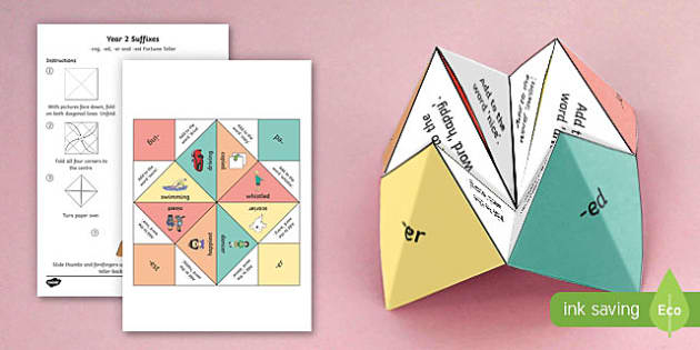 Year 2 Suffixes -ing, -ed, -er, -est Fortune Teller - Twinkl Year 2 Suffixes -ing, -ed, -er, -est Fortune Teller - Twinkl