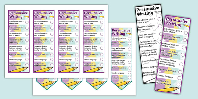 Persuasive Writing Bookmark Checklist (teacher made)