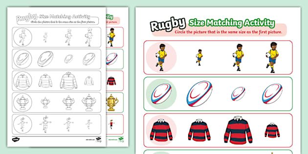 Rugby Size Matching Worksheets (ティーチャーメイド)