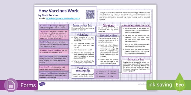 Level 4 November 2022 School Journal: How Vaccines Work